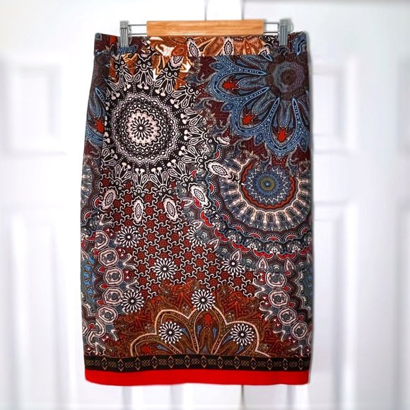 Melissa Paige | Skirts | Boho Pattern Stretch Pencil Skirt Lightweight ...
